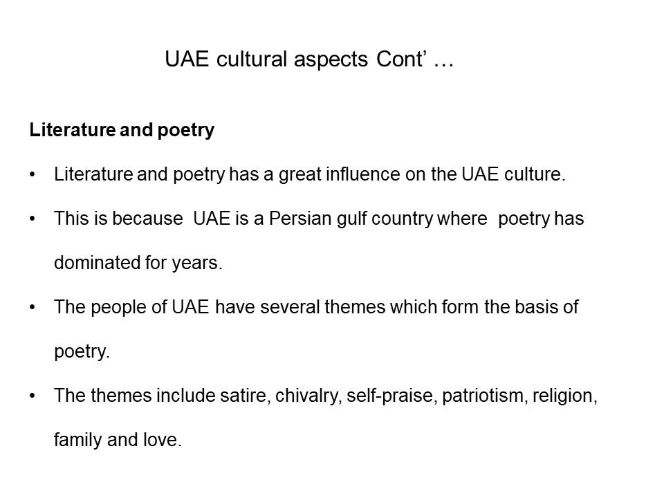 UAE and Culture - 1210 Words | Presentation Example