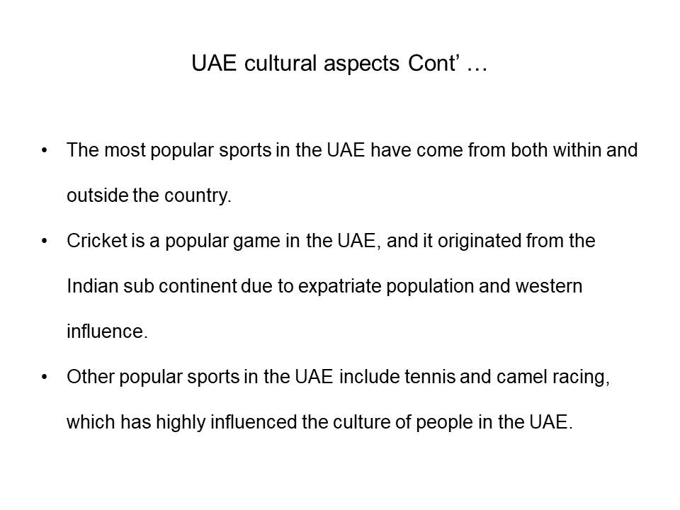UAE and Culture - 1210 Words | Presentation Example