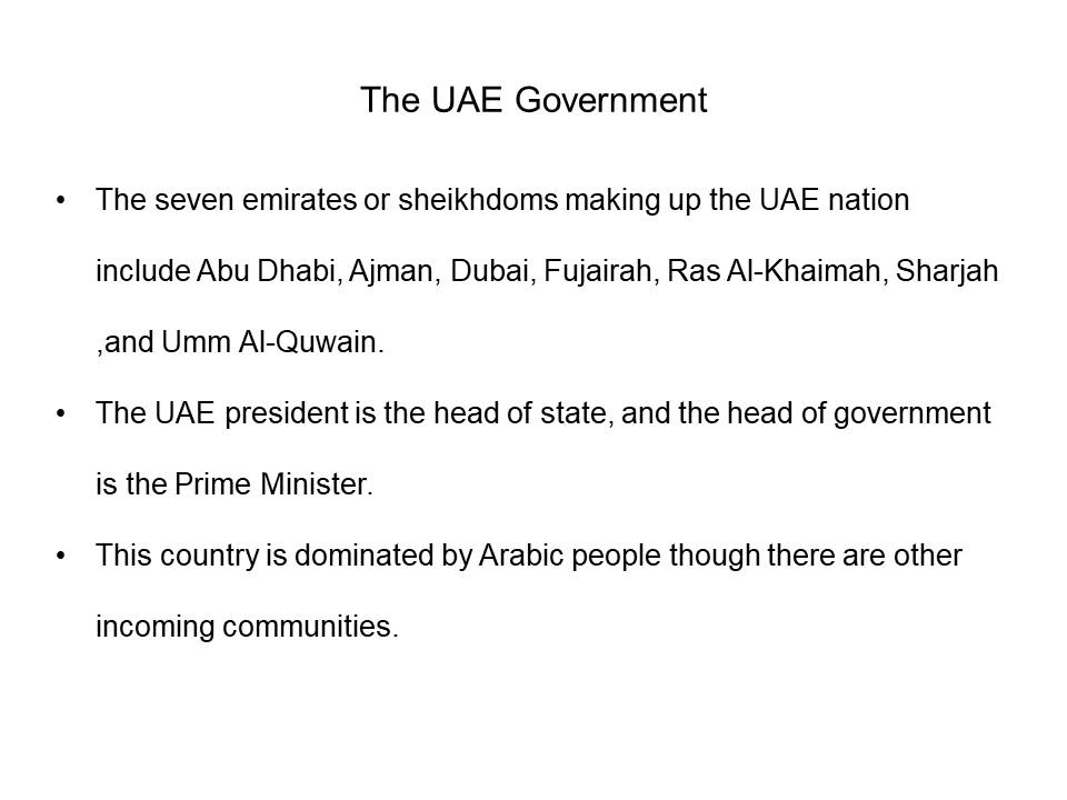 UAE and Culture - 1210 Words | Presentation Example