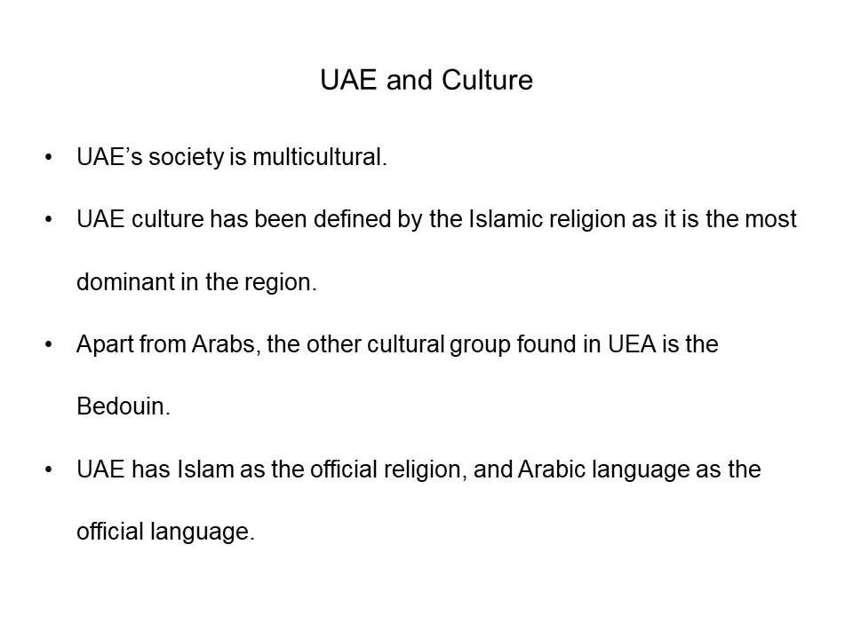 UAE and Culture - 1210 Words | Presentation Example