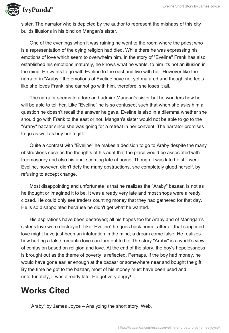 Eveline Short Story By James Joyce 917 Words Essay Example