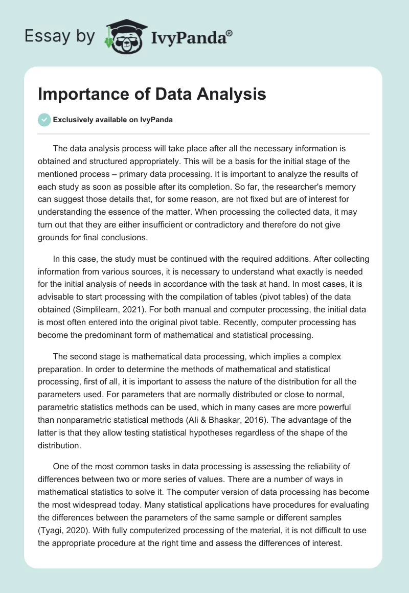 Importance Of Data Analysis 1118 Words Essay Example Importance Of Data Analysis 1118 Words Essay Example